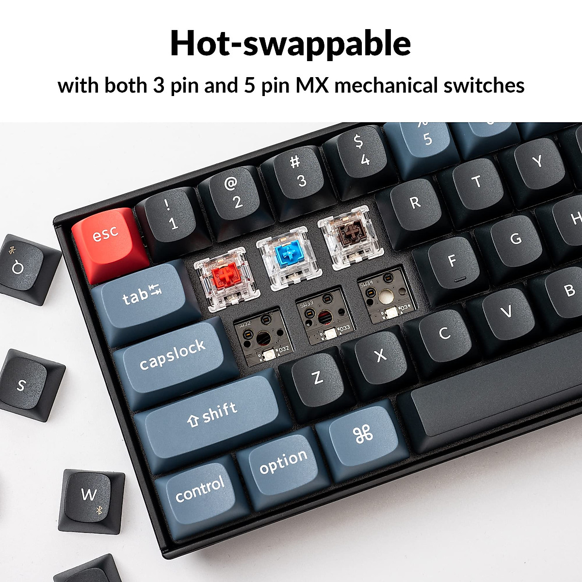Keychron K6 Pro Wireless Custom Mechanical Keyboard, QMK/Launcher Programmable Macro, Hot-Swappable Keychron K Pro Red Switch Keyboard, 65% Layout RGB Backlit Office Keyboard for Mac Windows Linux