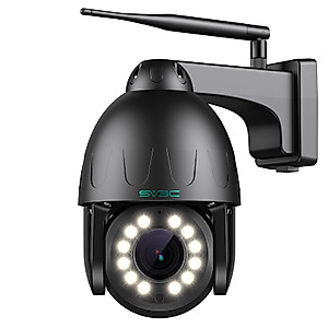 SV3C PTZ WiFi Security Camera Outdoor 15X Optical Zoom Auto Tracking 5MP Floodlight Color Night Vision Wireless IP Cam, 2-Way Audio, Black Metal Shell, RTSP, SD Card Record, BlueIris, Onvif Conformant