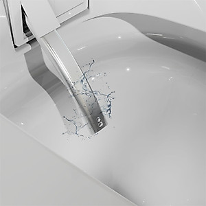 WELLFOR Smart Toilet Bidet Rectangular with Remote, Auto Open/Close Seat, Heated Seat, Round Toilet Seat, Smart Toilet with Auto Flushing, 4 Level of Water/Warm Air Temperature Control, White