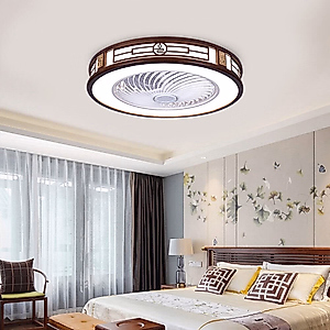 64W Rotatable Light with Ceiling Fan, Wood Reversible Ceiling Fans with Lights Remote Control, Timing&3 LED Color 3 Wind Speeds Noiseless Ceiling Fan with Lights for Bedroom Living Room