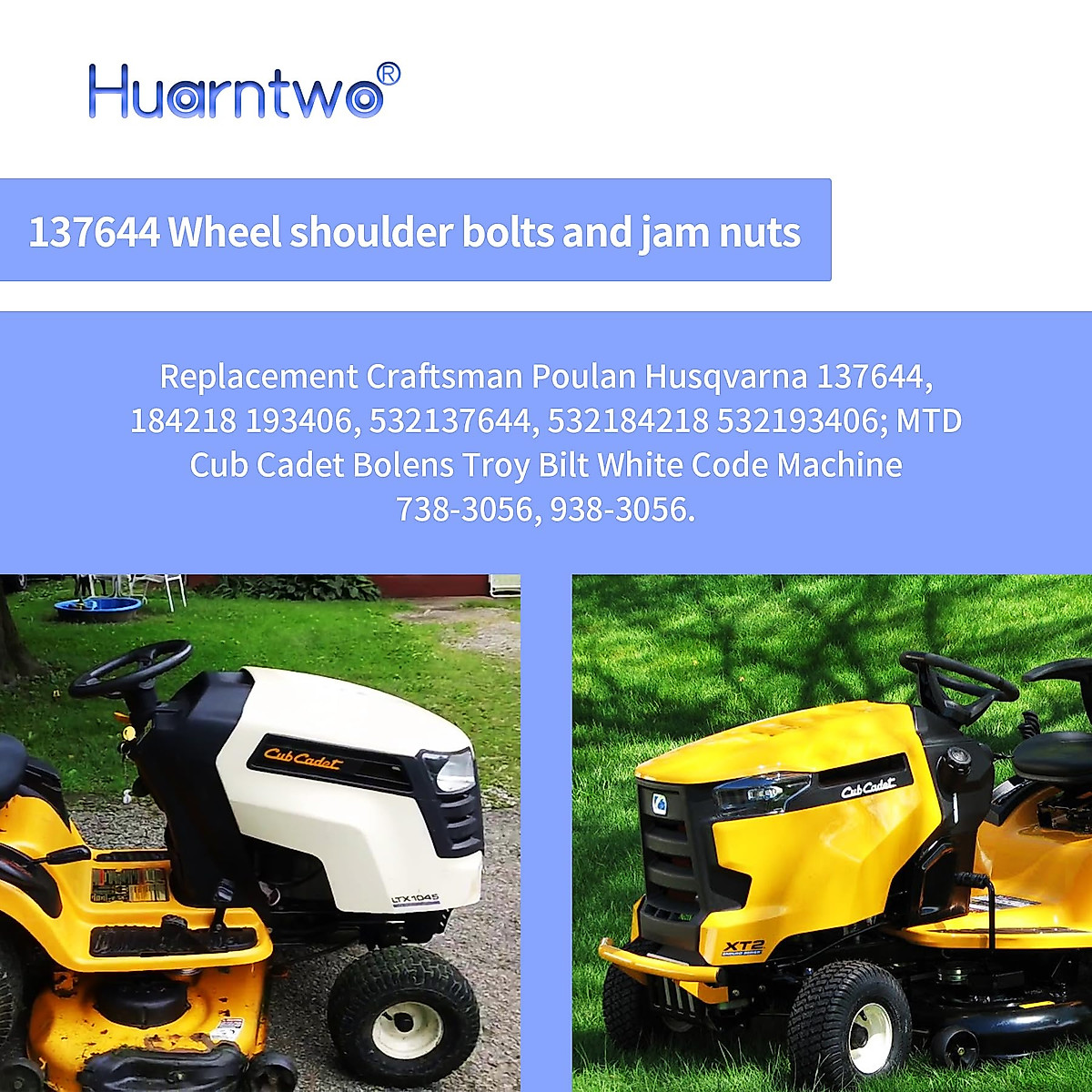 Huarntwo Replacement Wheel Shoulder Bolts and Lock Nuts for 137644 184218 184219 193406 532137644 738-3056 938-3056 73930600(2 Pack)