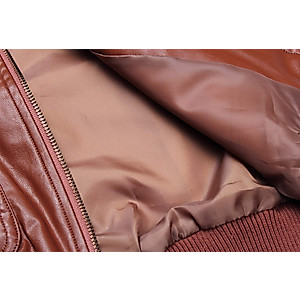 ELUCKFACE Boys Trendy Stand Collar PU Leather Moto Jacket Leather Coat Brown 9-10Years