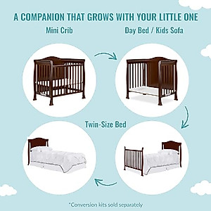Dream On Me Addison Full Panel 4-in-1 Convertible Mini Crib in Espresso, JPMA Certified Baby Crib, Non-Toxic Finish, New Zealand Pinewood, Low to Floor Design