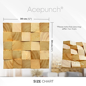 Acepunch 6 Finland Wooden 3D Wall Art Panel Home Decorative Sound Absorbing Dampening Tile Soundproofing Acoustic Music Insulator Noise reduction Home Office Studio Room Finnish Style 12x12in AP1234