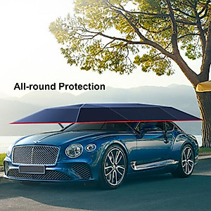 Fully Automatic Car Tent, Folding Carport, Removable Car Awning Cover, Car Umbrella Sun Protection with Remote Control for Outdoor, Camping, Gray, 165in