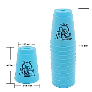 Erlsig 12 Pack Stacking Cups, M Size Quick Stack Cups Set Speed Training Game for Travel Party Challenge Competition, Blue