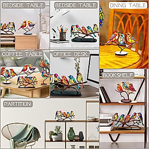 VNRGG Stained Birds On Branch Desktop Ornaments Double Sided Metal Flatness Table Art Home Room Decoration Suitable for Office Wine Cooler Decor(5 Birds on a Branch)