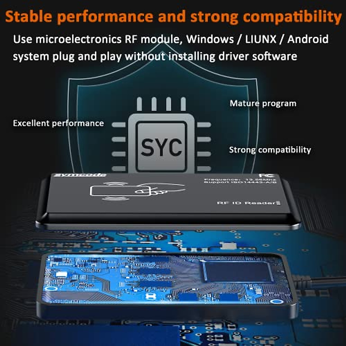 Alacrity ID RFID Card Reader Writer 13.56Mhz Reader USB Read 1326 Family Proximity Cards & EM4100 ID Card Access Control System Home Again Microchip Scanner (USB Port)