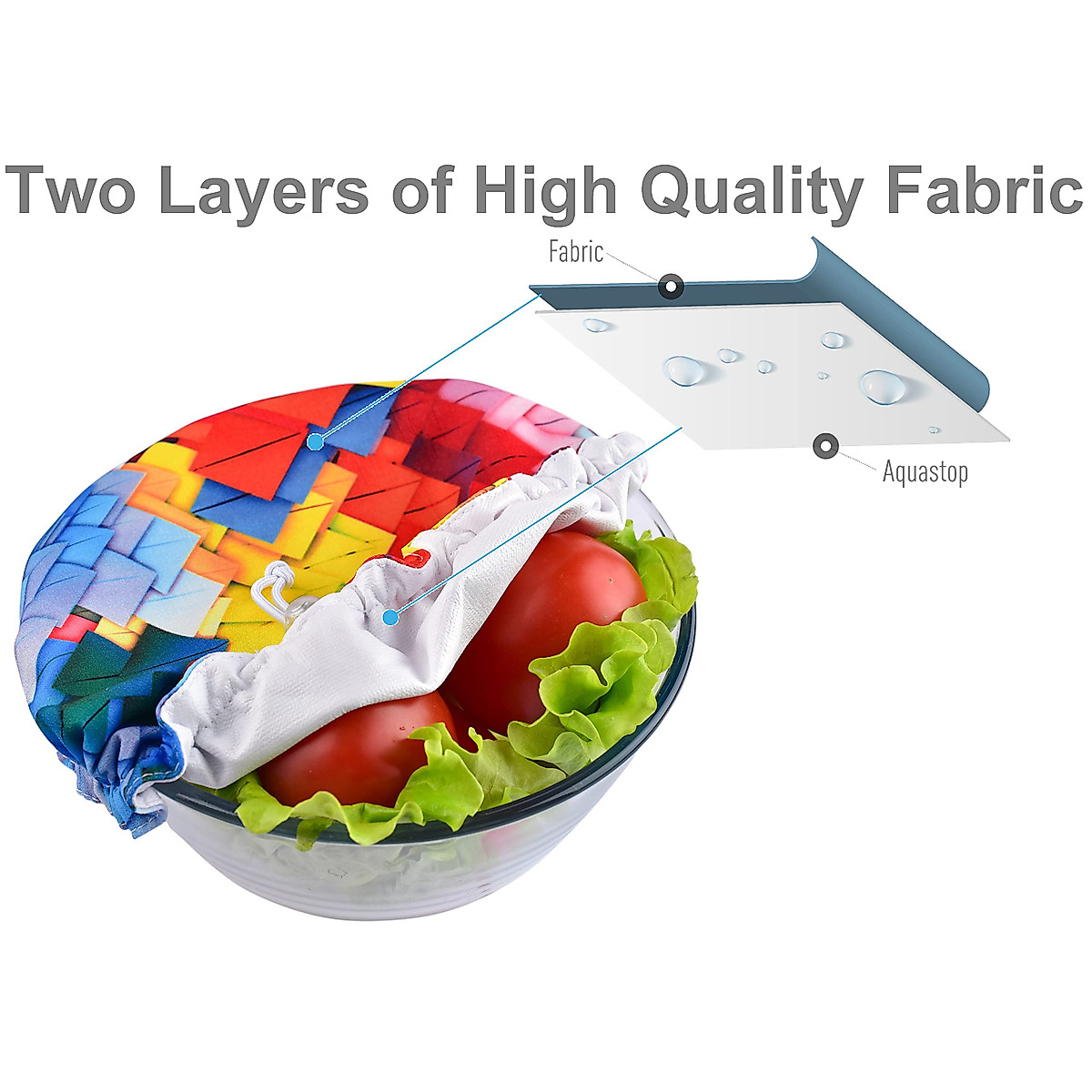 Handmade Reusable Cotton Fabric Bowl Covers - Two Layers of Fabric (Set of 3, Yellow plaid)