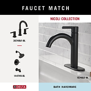 Delta Nicoli (1-Pack) Towel Hooks Matte Black Double Bathroom Hooks Wall Mounted for Robes & Towels Hand Towel Hook Holder Kitchen, Bathroom Accessories NIC35-MB