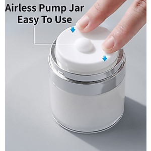 Airless Pump Jar, Set of 2 Cream Jar Vacuum Bottle, Vacuum with Lid Can Refill Cosmetics Containers, Clean and Hygienic(30ml)