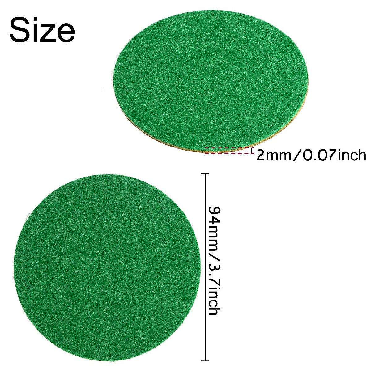 Gejoy 94 mm Hockey Paddle Pads Self Adhesive Replacement Hockey Mallet Felt Pads Green Felt Sticker for 96 mm Hockey Pushers