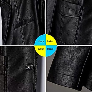 Rayiisuy Mens PU Leather Blazer Men's Casual Single Button Suit Coat Slim Fit Lapel Black Jackets For Men Stylish Faux Leather Outwear (Brown), XY-903, Large