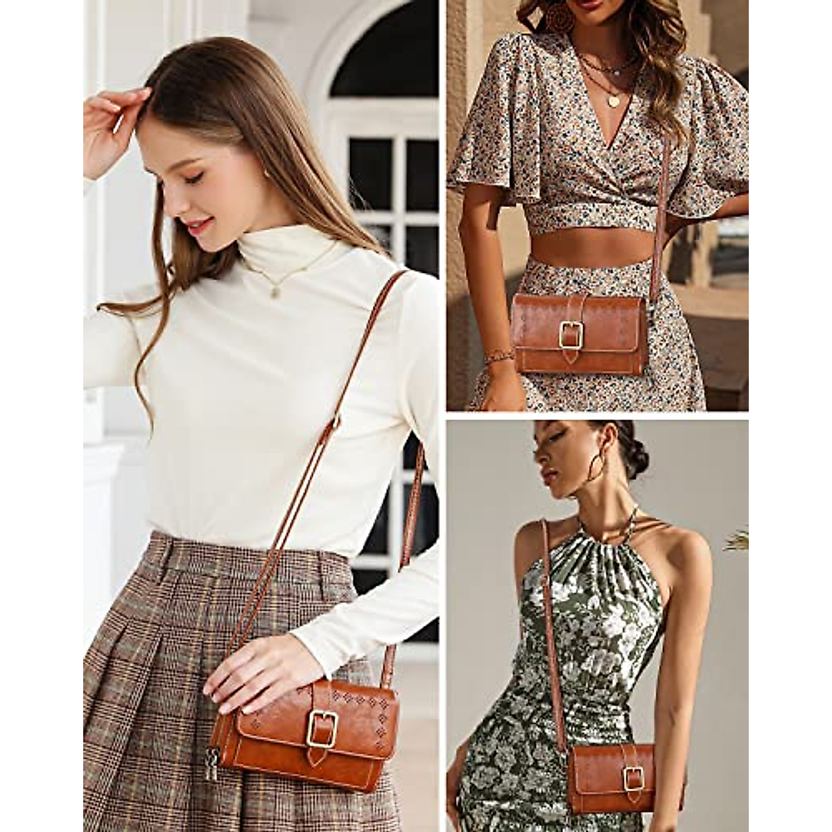 SIIHENRRY Small Crossbody Shoulder Bag for Women Multi Card Case Genuine Leather Cellphone Purse Passport Wallet