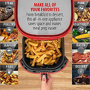 Deco Chef 3.7QT Digital Air Fryer with 6 Cooking Presets, LED Touch Controls, Adjustable Temperature and Time, Detachable Dishwasher Safe Non-Stick Basket, Red