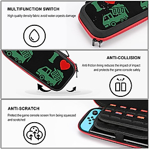 I Heart Love Trash Garbage Trucks Carrying Storage Cases for Nintendo Switch Protective Portable Hard Shell Pouch Carrying Travel Game Bag