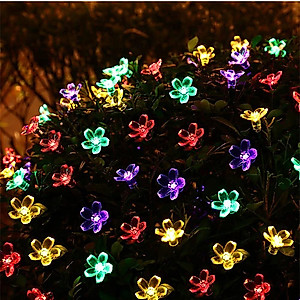 Solar Light String, Outdoor Waterproof Light String Garden Christmas Decoration Lights 39 feet 100 LED Solar Cherry Peach Flower String Light, Suitable for Home, Garden, Terrace, Wedding and Party