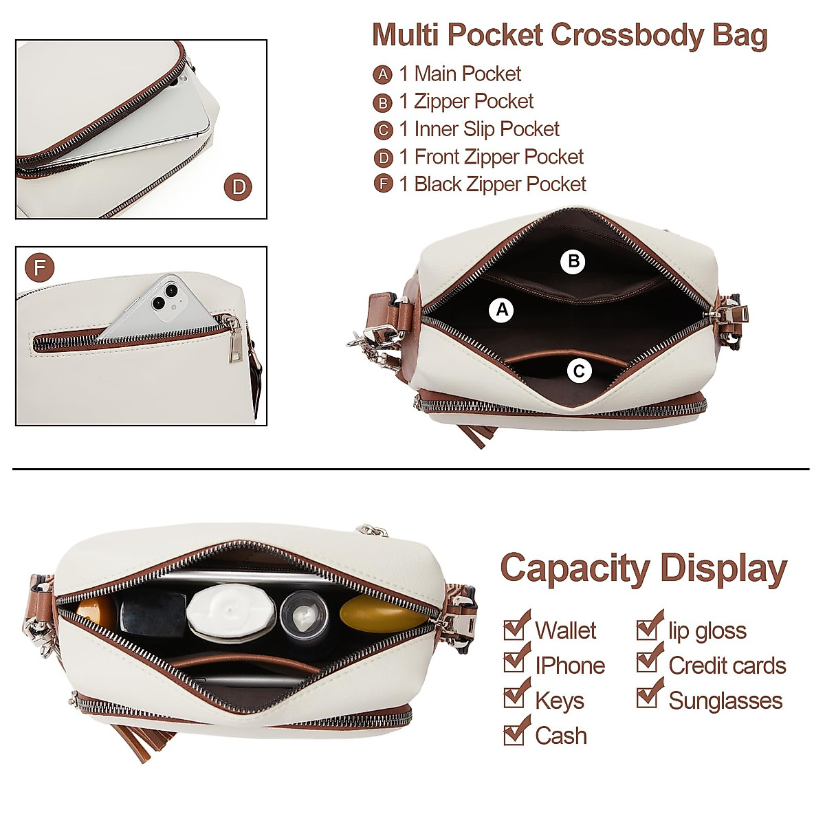 CLUCI Small Crossbody Purses for Women Trendy, Vegan Leather Women's Crossbody Handbags with Adjustable Wide Strap