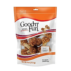 Good ’n’ Fun Chicken Flavored Dumbbells 4 Ounces, Rawhide Snacks for Small Dogs