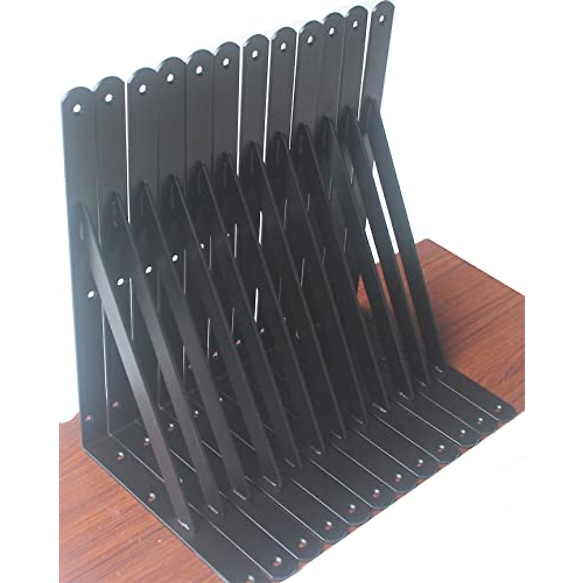 12 Pack L12" x H 8" Black Heavy Duty Shelf Brackets with Screws Metal Shelf Brackets Shelf Support Angle Brackets for Shelves L Brackets Heavy Duty Floating Shelf Brackets