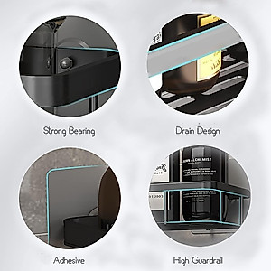 Washroom Rack 2-Pack Rustproof Shower Caddy Set with Soap Holder - Wall-Mounted No drill Large Capacity Durable Matte Black Shower Organization Basket with Hooks and meets Modern Convenience.