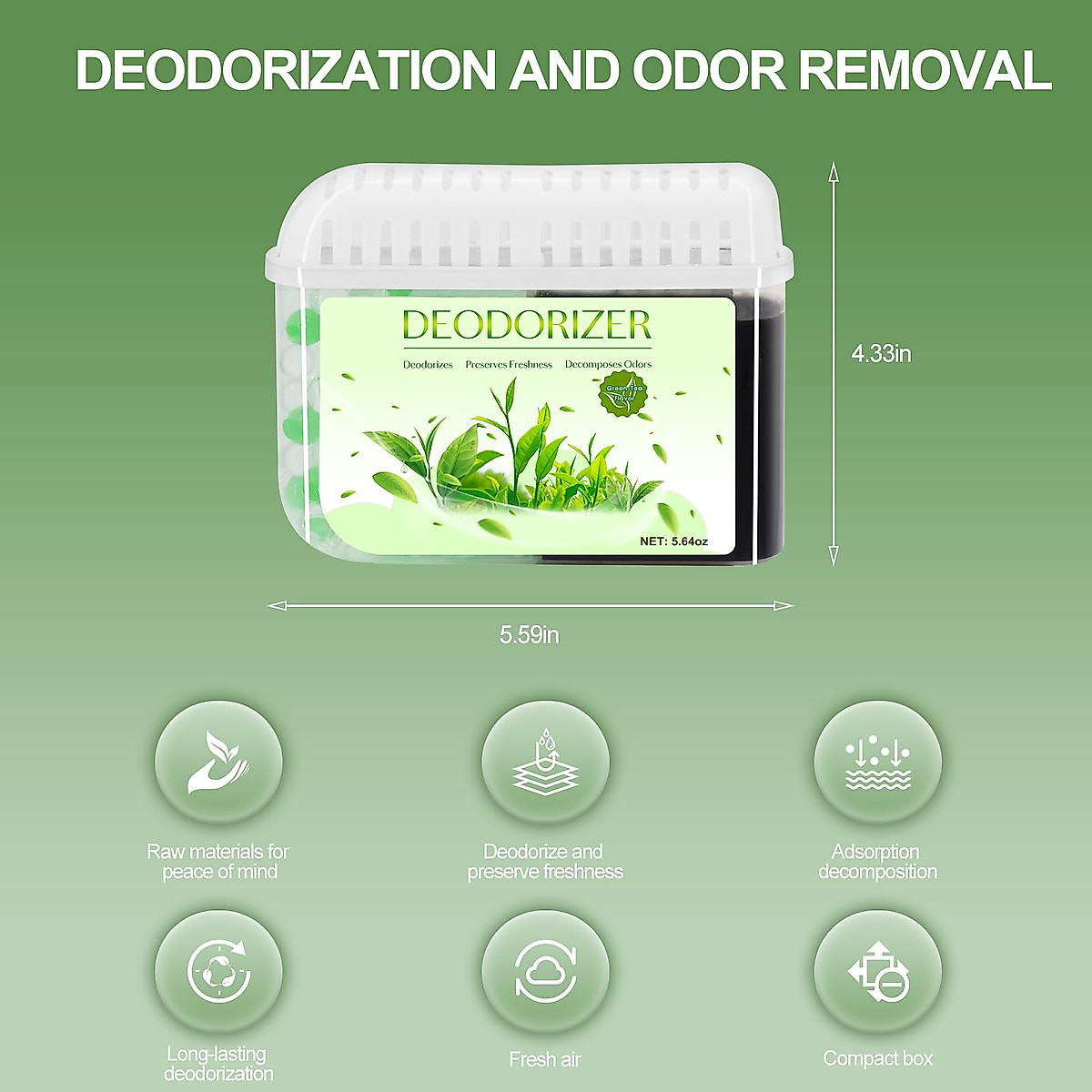 Refrigerator Deodorizer Can Be Used for over 2 Months More Effective Fridge Deodorizer than Baking Soda Bamboo Charcoal Suitable for Refrigerators Shoe Cabinets (Green tea flavor)