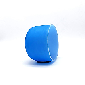 TAIFENG G Note Throat Chakra Blue Colored Quartz Frosted Crystal Singing Bowl 8 inch