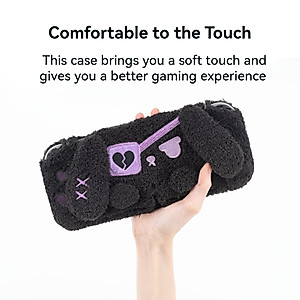 GeekShare Cute Plush Bunny Protective Case Cover - Anti-Scratch and Shock-Absorption Skin Case Compatible with Nintendo Switch OLED Console and Joy Con Only - Dark Plush Bunny