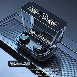 Wireless Earbuds, Bluetooth 5.1 Earphones Auto Pairing Bluetooth Headphones True Wireless Stereo HiFi Headphones for Running Sports in-Ear with Smart LED Display Charging Case/Box
