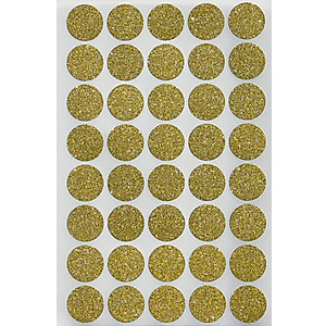 Royal Green Glitter Gold Circle Stickers 3/4 Diameter - Envelope Seals - 0.75 inch 19mm Rounds - 200 Pack