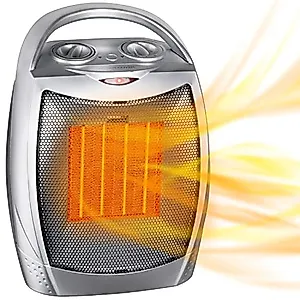Portable Electric Space Heater with Thermostat, 1500W/750W Safe and Quiet Ceramic Heater Fan, Heat Up 200 Square Feet for Office Room Desk Indoor Use