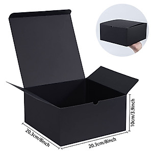 NIGNYA Kraft Gift Boxes with Lid 8x8x4 inches 10 Pack Black Cardboard Paper Gifts Boxes Large Boxes for Presents, Bridesmaid Proposal, Wedding, Birthday