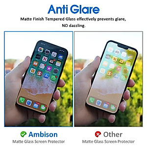 Ambison [2 Pack Matte Glass Screen Protector Designed for iPhone 14 2022/iPhone 13/13 Pro, Install Frame/Bubble Free/Anti-Glare&Fingerprint, 9H Tempered Glass for iPhone 13/13 Pro 2021 6.1inch