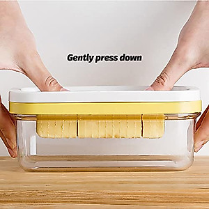 Donfafecuer Butter Slicer Cutter Stainless Steel, Butter Dish Container with Lid, Refrigerator Suitable for Easy Cutting of Two 7oz Butter Sticks