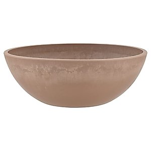 PSW Pot M30TP Collection Shallow Garden Bowl Low Planter for Succulents, Bonsai, Fairy Gardens, Herbs, 12-inch, Taupe
