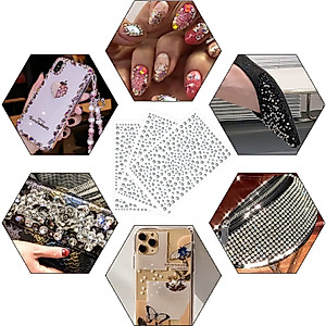 QOOSIKICC 5 Sheets Rhinestones Stickers Self Adhesive, Clear Stick on Crystal Diamond Gems Stickers, Bling Craft Jewels Gems Stickers for Nails Face Makeup Decoration Rhinestones Gems Stickers