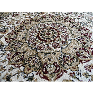 Traditional Octagon Area Rug Design Bellagio 401 Ivory (4 Feet x 4 Feet)