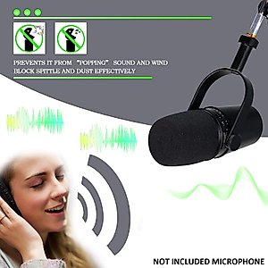 MV7 Boom Arm with Pop Filter - Mic Stand with Foam Cover Windscreen Compatible with Shure MV7 and Shure MV7X Microphone by YOUSHARES