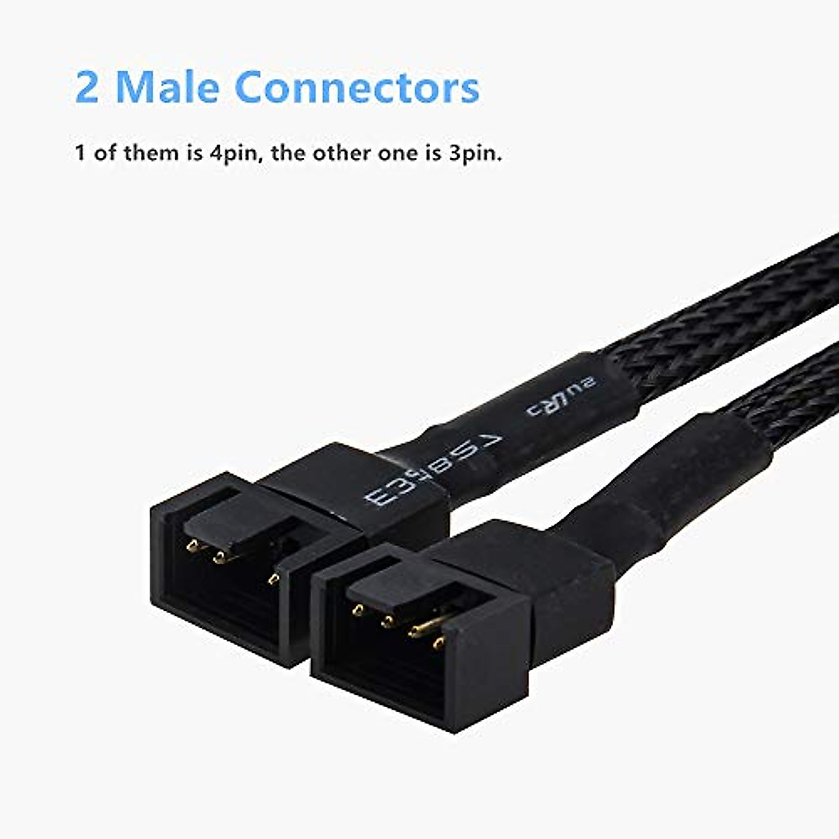 RFAdapter Fan Splitter, 3 Pack 4 Pin / 3 Pin PWM Fan Splitter Cable 2 Way Sleeved Braided Extension Power Cable 1 to 2 Converter for PC Matherboard, Desktop Computer CPU Fan 10.6 inches