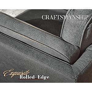 papababe 87" Sofa, Modern Sofa for Livingroom- Deep Seat Sofa Couch with Embedded Arm Pillow, Dark Grey Sofa