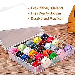 Bobbin Box，Machine Bobbin Organizer Plastic Case，Transparent 25 Slots Empty Bobbins Spools Box，Sewing Craft Plastic Case Storage Box for Sewing Machine (2-Pack 50Bobbins)