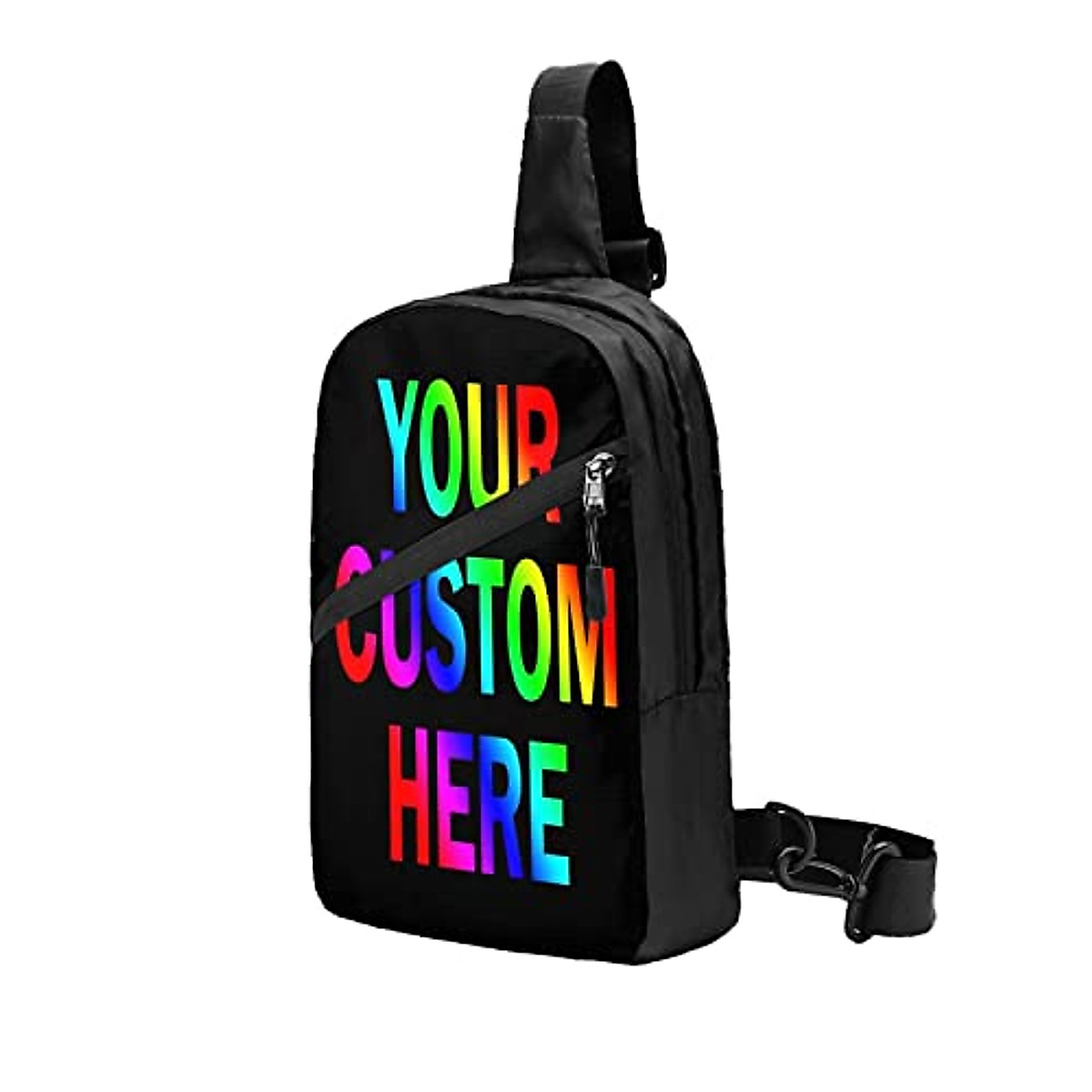 Custom Bag Sling Crossbody Bags Chest For Men Women Design Your Own Personalized Shoulder Backpack Travel Hiking Daypacks With Text Image Daypack Casual Black-2