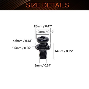 MroMax M6 x 14mm Carbon Steel Phillips Pan Head Machine Screws Bolts Combine with Spring Washer and Plain Washers 20Pcs