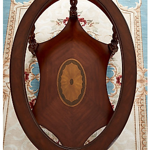 Gexpusm Oval Coffee Tables, Natural Wood Coffee Table, Round Solid Wood Center Large Glass Panel Coffee Tables for Living Room, with Storage Cherry Red 46x29x18In