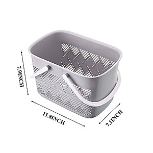 kamuavni Shower Caddy Portable,College Dorm Organizer Plastic Bathroom Storage Organizer Bins Cute Shower Caddy Basket With Handle Portable Caddy Basket 11.8 * 7.1 * 7.9 inch - Grey