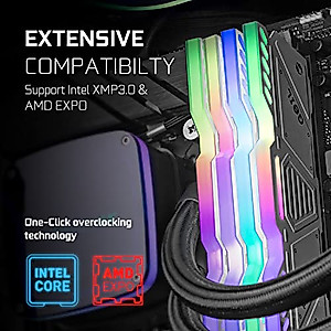 GeIL Polaris RGB DDR5 RAM, 32GB (16GBx2) 5600MHz 1.1V ,AMD Compatible, Long DIMM High Speed Desktop Memory, Hardcore Immersive Gaming/Multimedia Content Creation/Quality Live Streaming(White)
