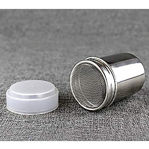Onwon Powder Sugar Shaker with Lid - Stainless Steel Fine Mesh Shaker Cinnamon Icing Sugar Powder Cocoa Flour Chocolate Coffee Sifter Sprinkler Dredgers for Coffee Cappuccino Latte
