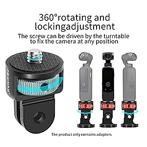 FEICHAO Upgraded Universal Camera Mount Adapter 360 Degree Swivel 1/4" Screw Converter CNC Aluminum Metal Compatible with Gopro Hero 10 9 8 7, Eken, Insta360 One X X2 R Action Camera (Black)