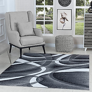 Glory Rugs Modern Large Area Rug 8x10 Gray Swirls Carpet Bedroom Living Room Contemporary Dining Accent Sevilla 4816