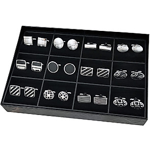 Luckeyui 12 Pairs Cufflinks Set Gifts for Men Vintage Wedding Tuxedo Shirt Cuff Links Silver & Black